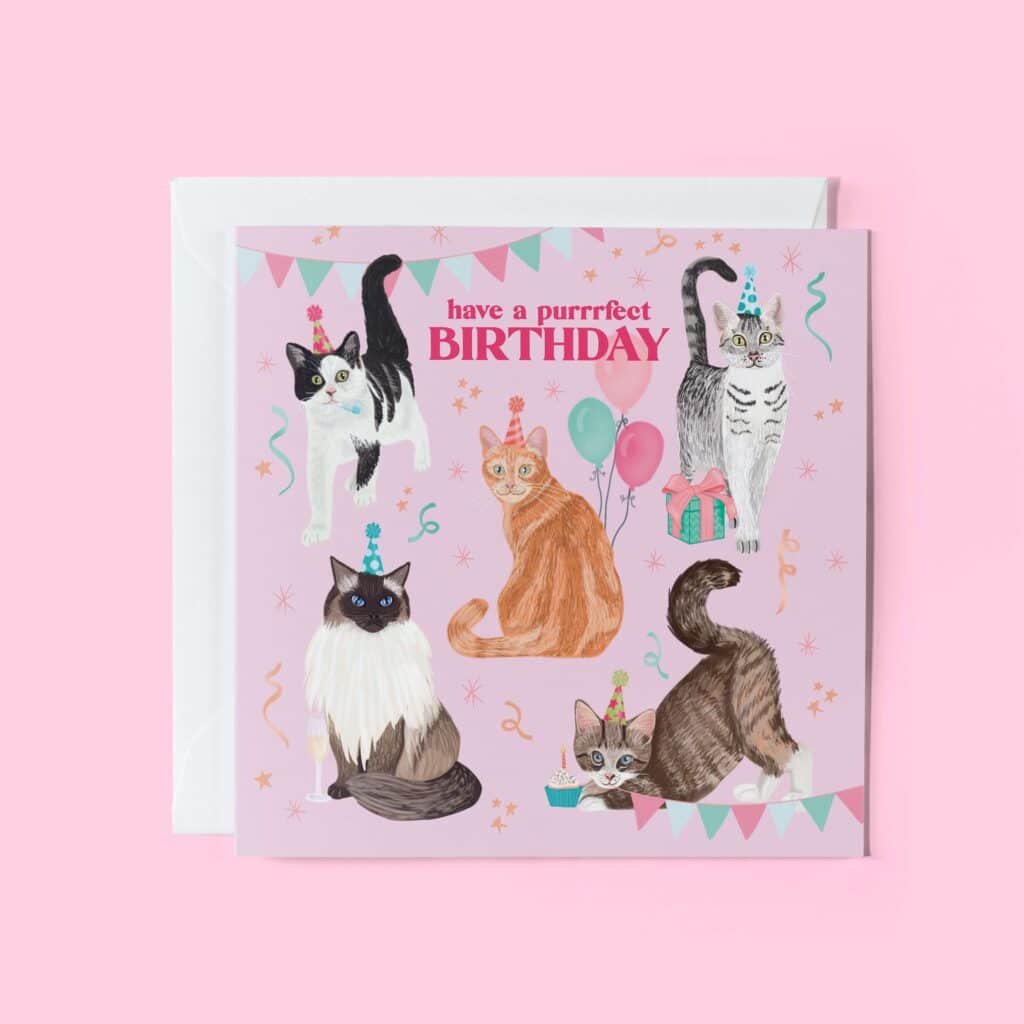 Cat Lovers Birthday Card JG Illustrations cat-lovers-birthday-card-jg-illustrations